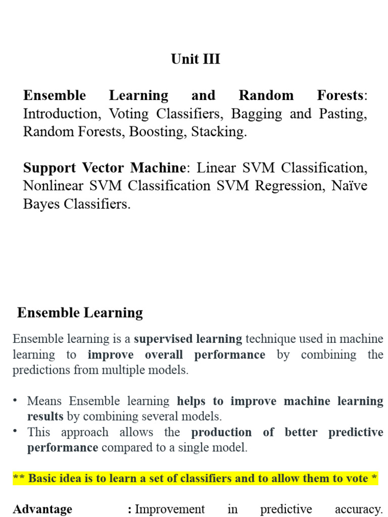 Unit-3 | PDF | Support Vector Machine | Statistical Classification