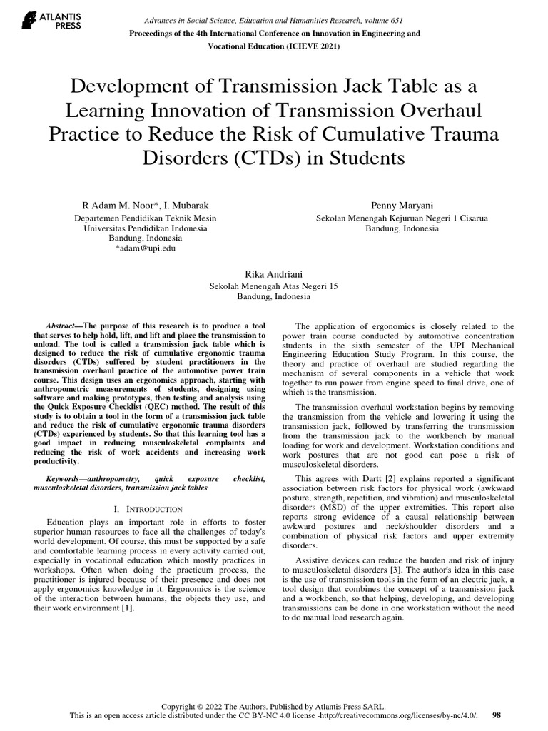 Development of Transmission Jack Table A | PDF