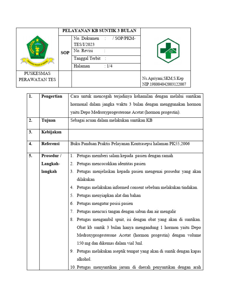 Pelayanan KB Suntik 3 Bulan | PDF | Sains & Matematika