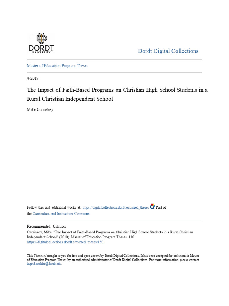 The Impact of Faith-Based Programs On Christian High School Stude | PDF ...