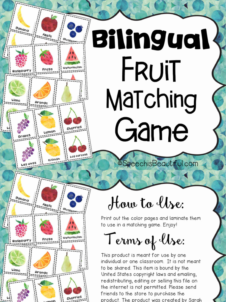 Bilingual Fruit Matching Game | PDF