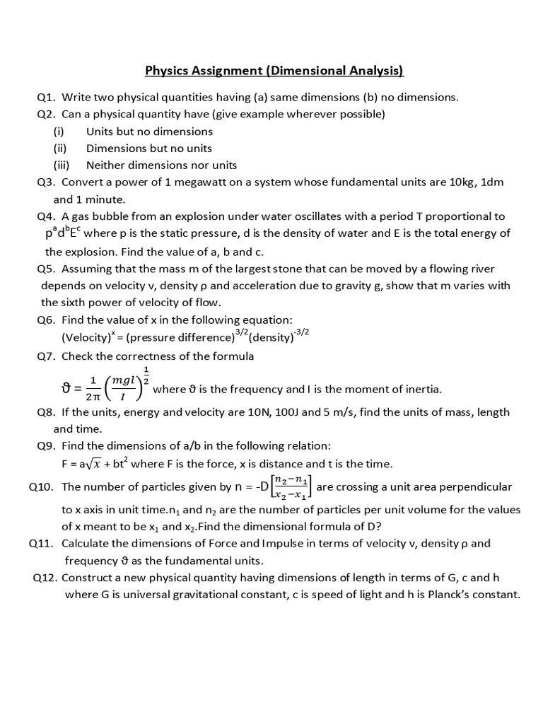 Dimensional Analysis 2 | PDF | Science & Mathematics