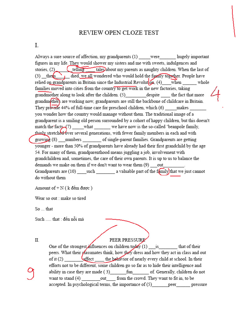 Review Open Cloze Test | Download Free PDF | Grandparent | Fukushima ...