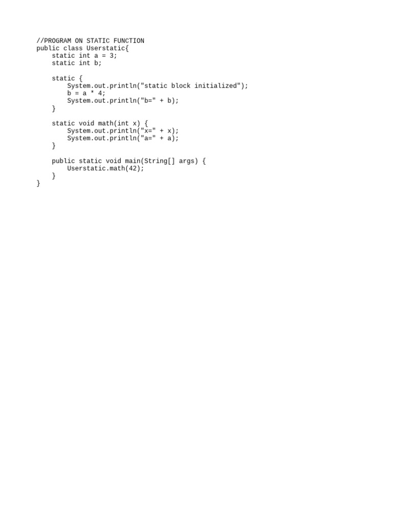 Java Static Function Example | PDF