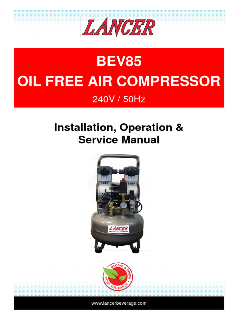 BEV85 Oil Free Air Compressor Manual | PDF | Ac Power Plugs And Sockets ...