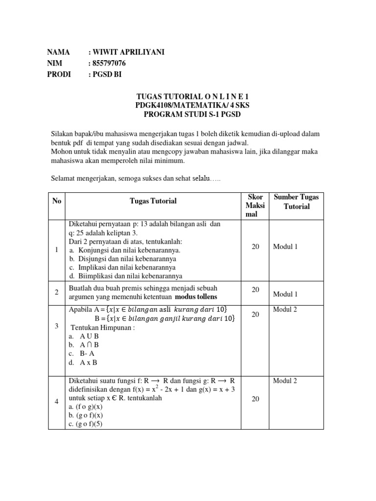 Tugas TT1 MTK Wiwit Apriliyani | PDF | Metode & Bahan Ajar