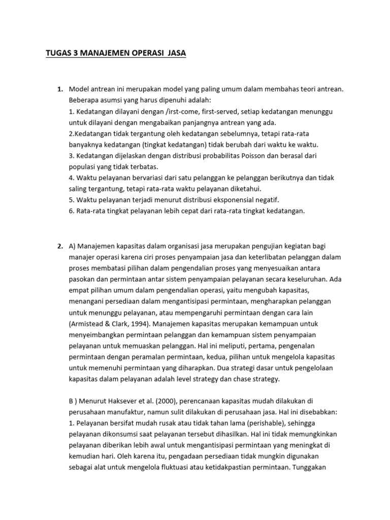 Tugas 3 Manajemen Operasi Jasa | PDF