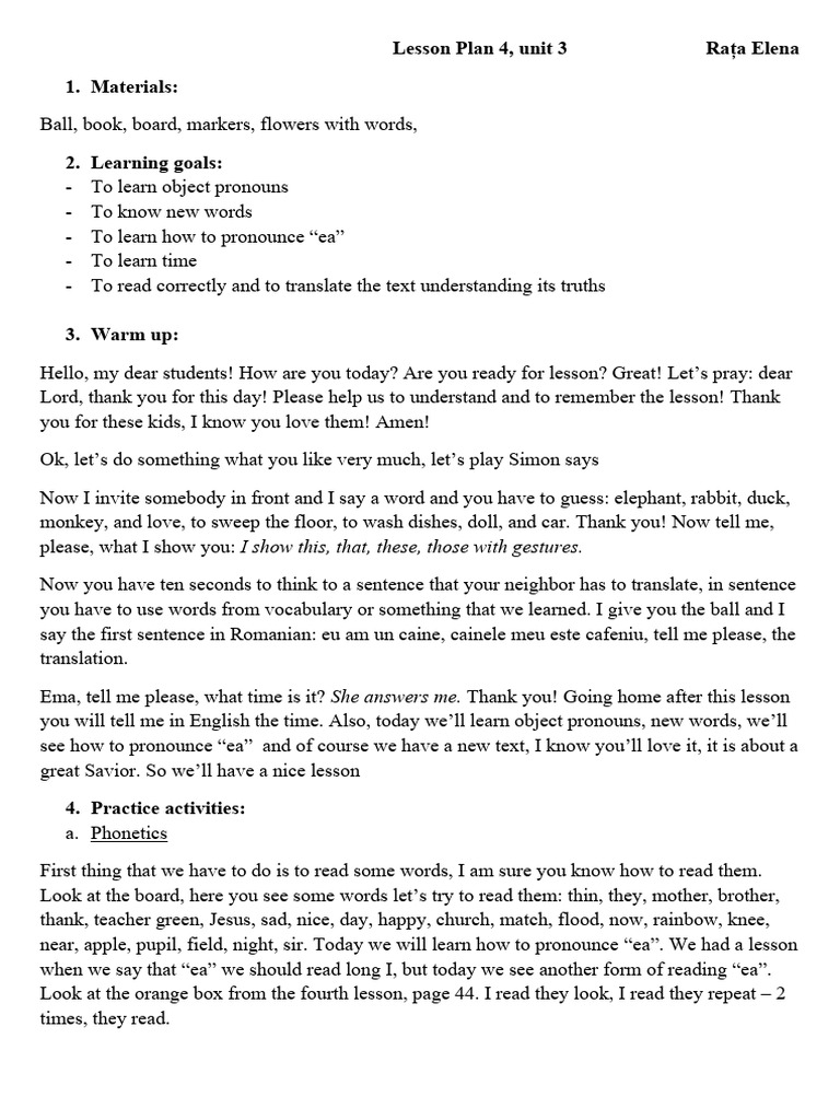 Lesson 4 Unit 3 | PDF | Linguistics