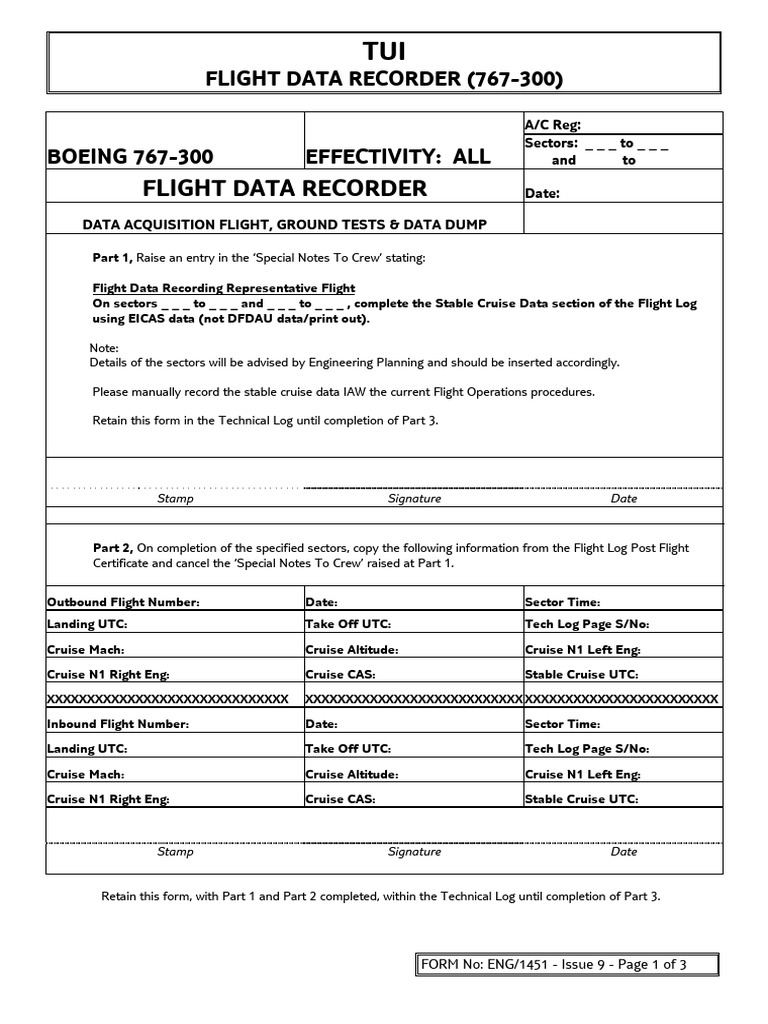 1451 FLIGHT DATA RECORDER (767-300) Iss 9 | PDF | Aviation Safety ...