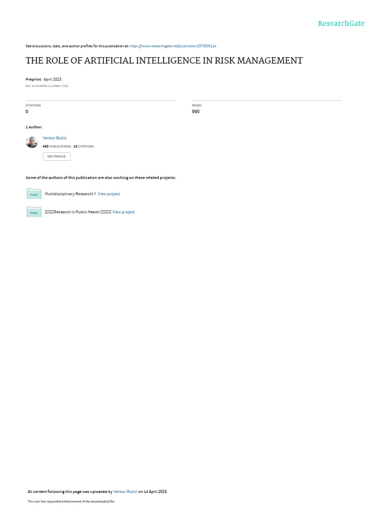 The Role of Artificial Intelligence in Risk Management | PDF ...