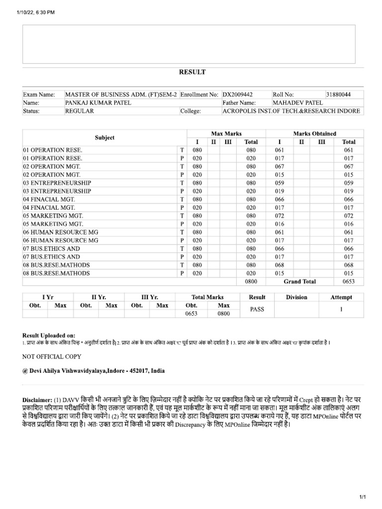 2nd Sem Result | PDF
