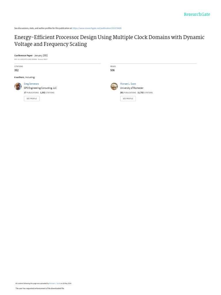 Energy-Efficient Processor Design Using Multiple C | PDF | Cpu Cache | Central Processing Unit