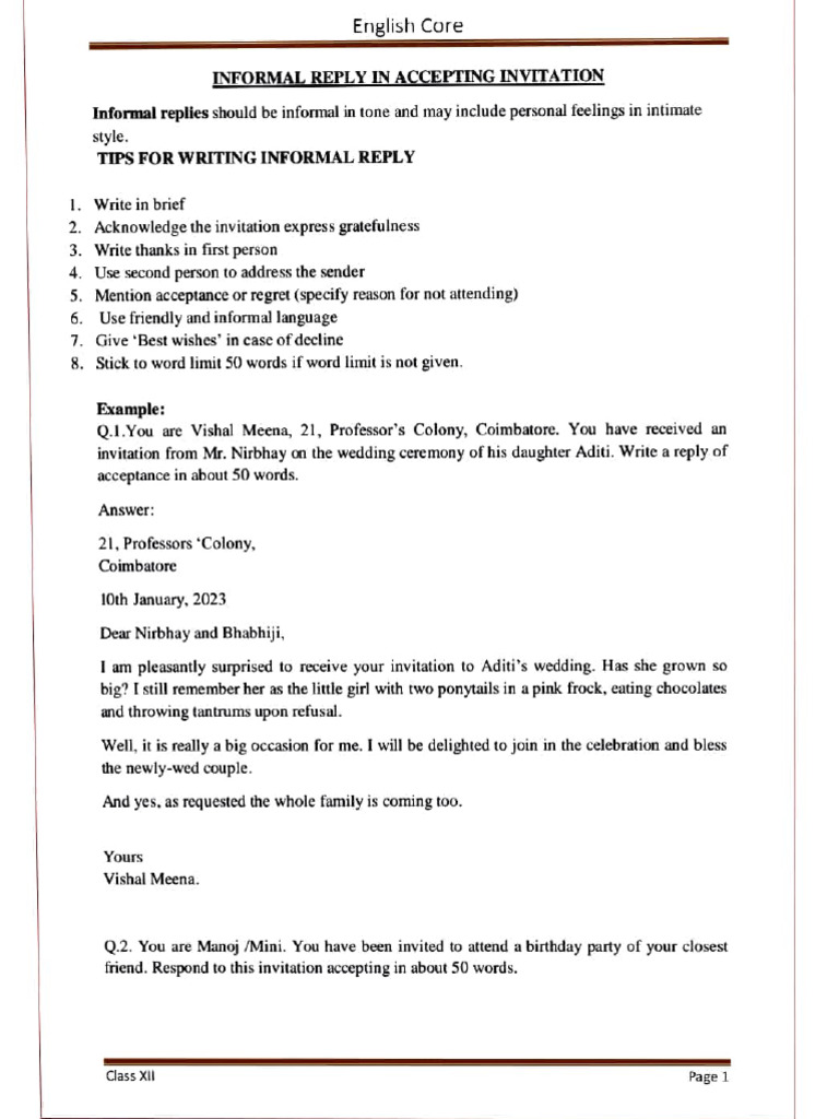 Invitation & Reply and Cover Letter | PDF | Career & Growth | Home & Garden