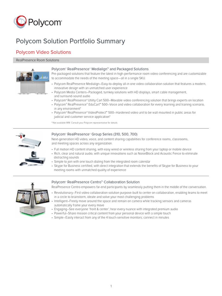 Polycom Solutions Product Portfolio BR Enus | PDF | Videotelephony | Mobile App