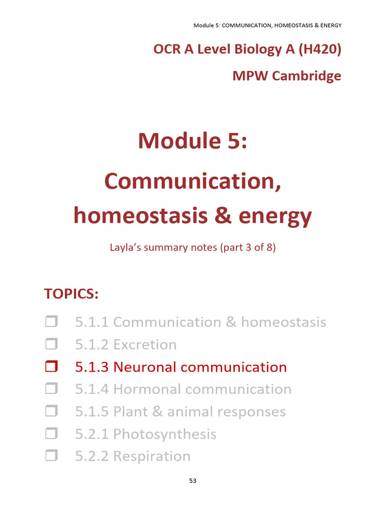 Communication and Energy in Biology | PDF | Action Potential | Neuron