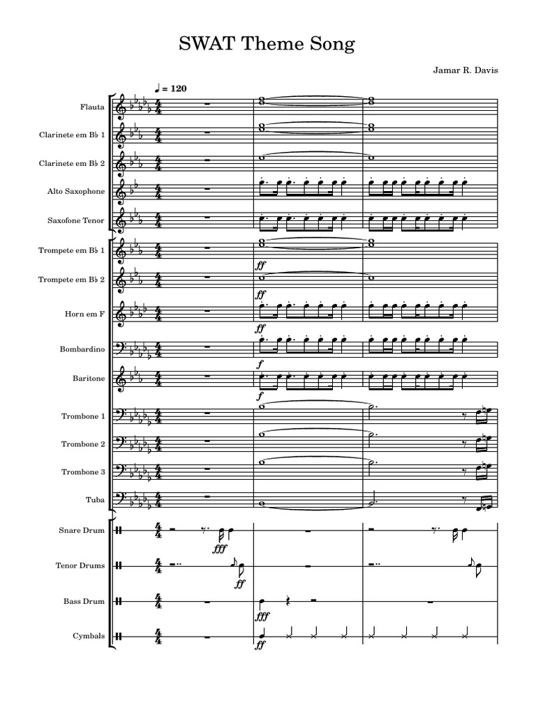 SWAT Theme Song-Partitura e Partes | Download Free PDF | Elementary ...