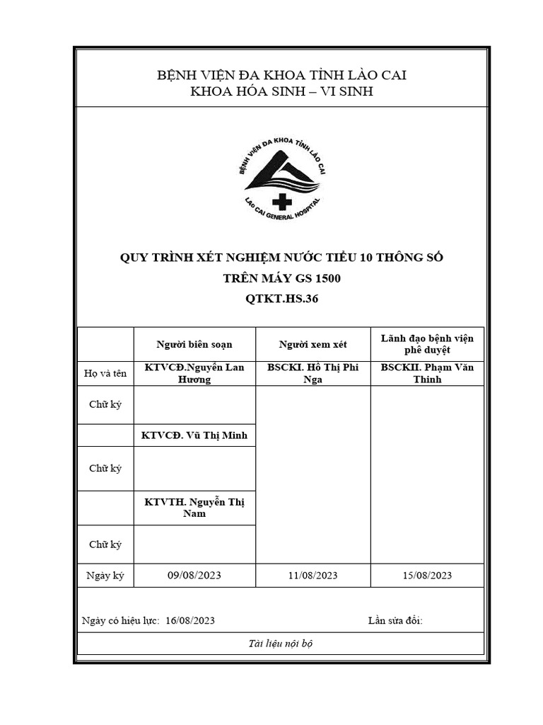 16 Quy Trinh Nuoc Tieu GS 1500 | PDF