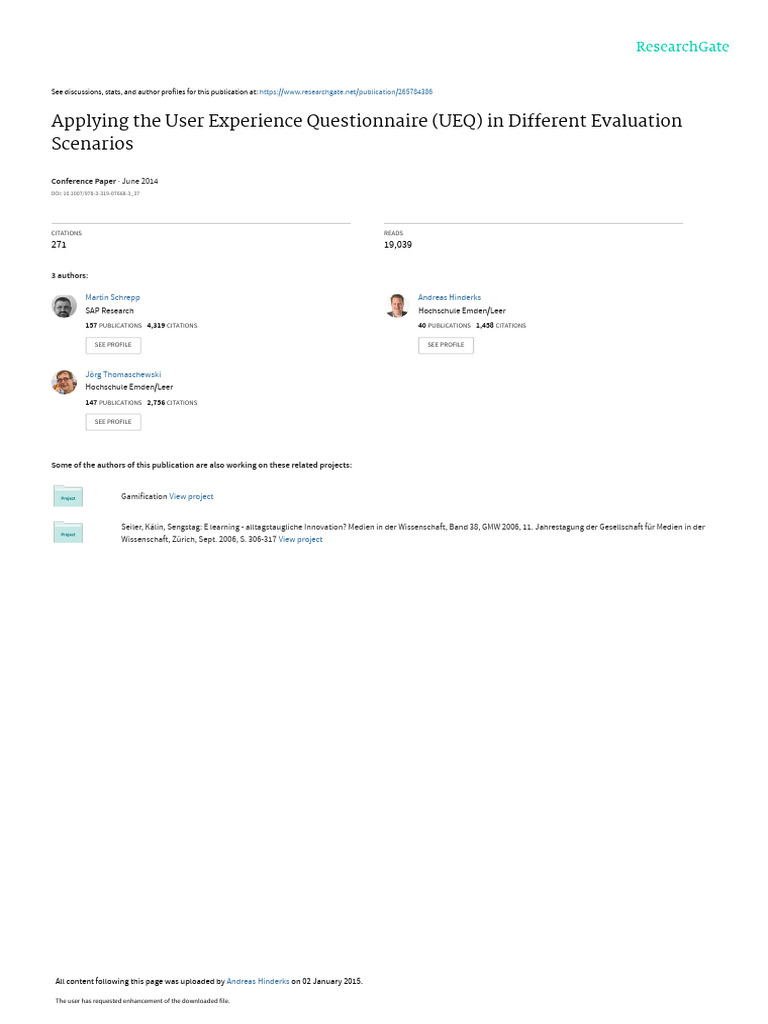 Applyingthe User Experience Questionnaire UEQin Different Evaluation ...