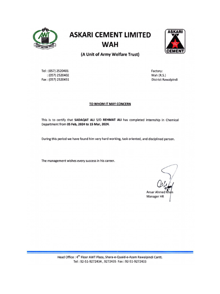 Askari Cement Limited Wah | PDF