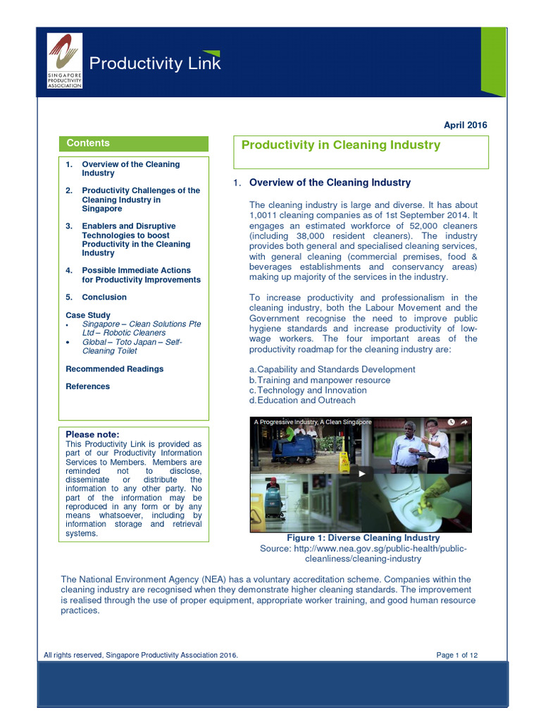 Productivity in Singapore's Cleaning Industry | PDF | Titanium Dioxide ...