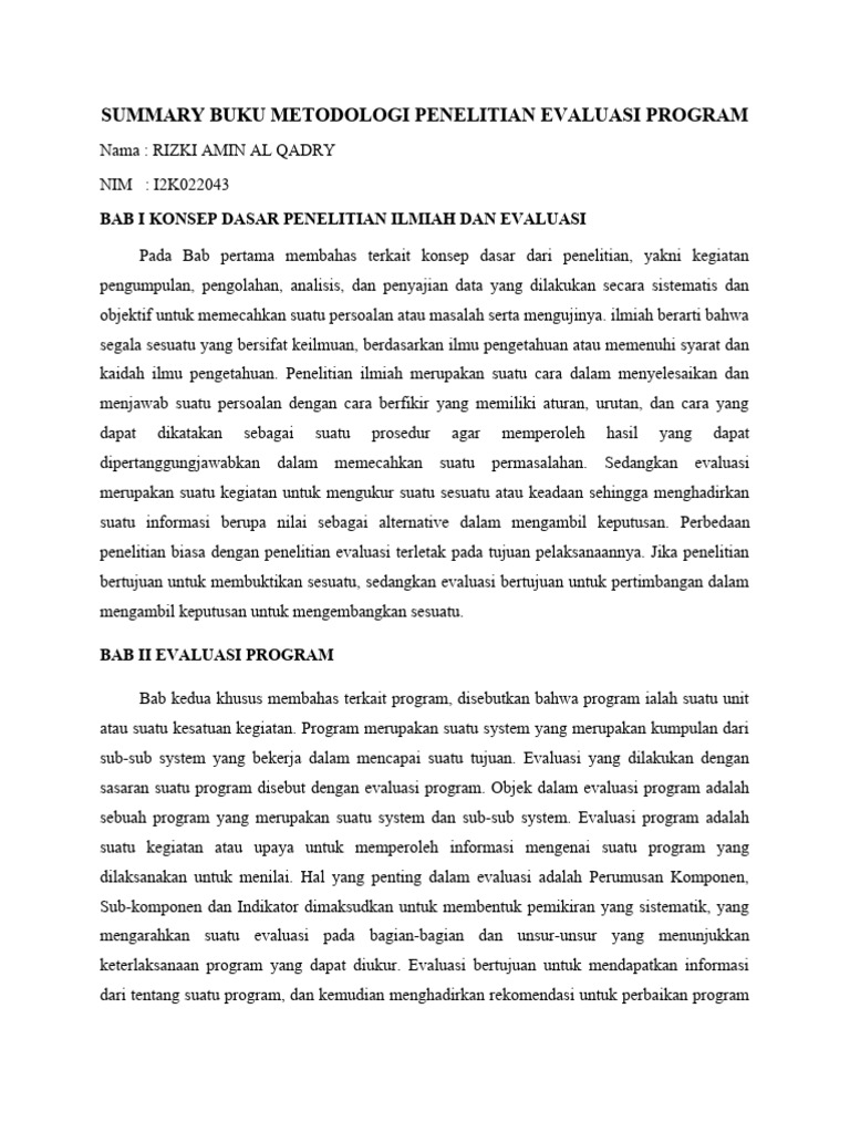Metodologi Evaluasi Program Pendidikan | PDF