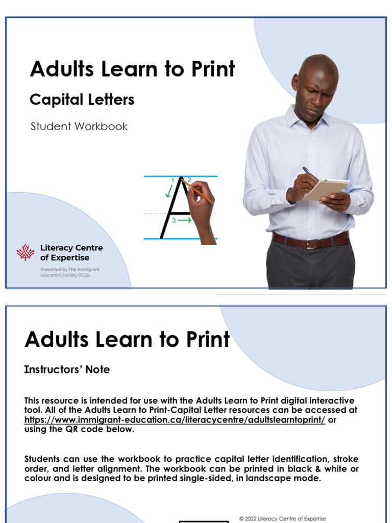 Adults Learn To Print Student Workbook | PDF