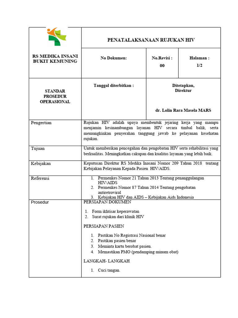 Prosedur Rujukan HIV RS Medika | PDF | Sains & Matematika