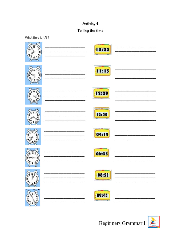 Telling Time: Beginners Grammar I | PDF