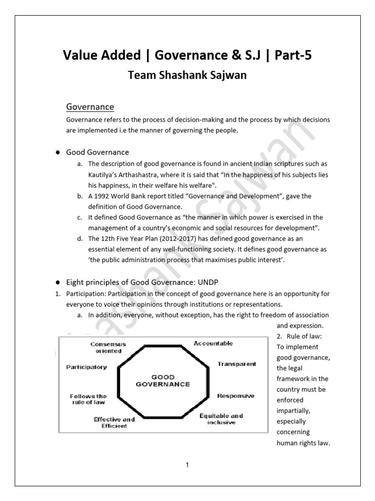 Value Added - Governance & S.J - Part-5: Team Shashank Sajwan | PDF | Governance | Government