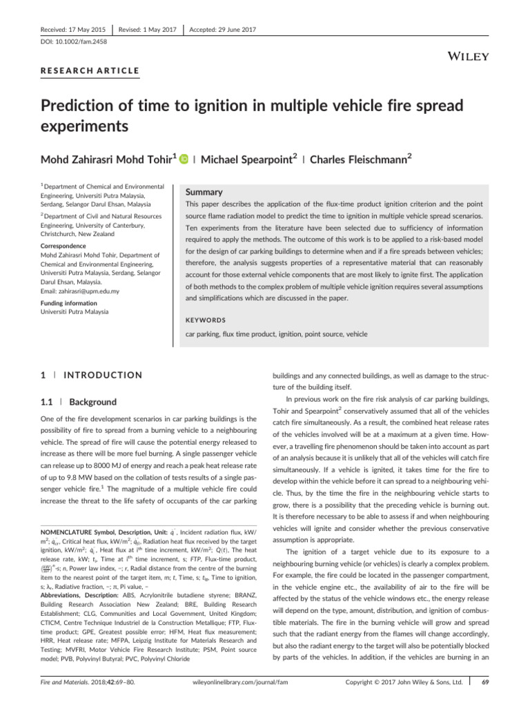 Fire and Materials - 2017 - Tohir - Prediction of Time To Ignition in ...