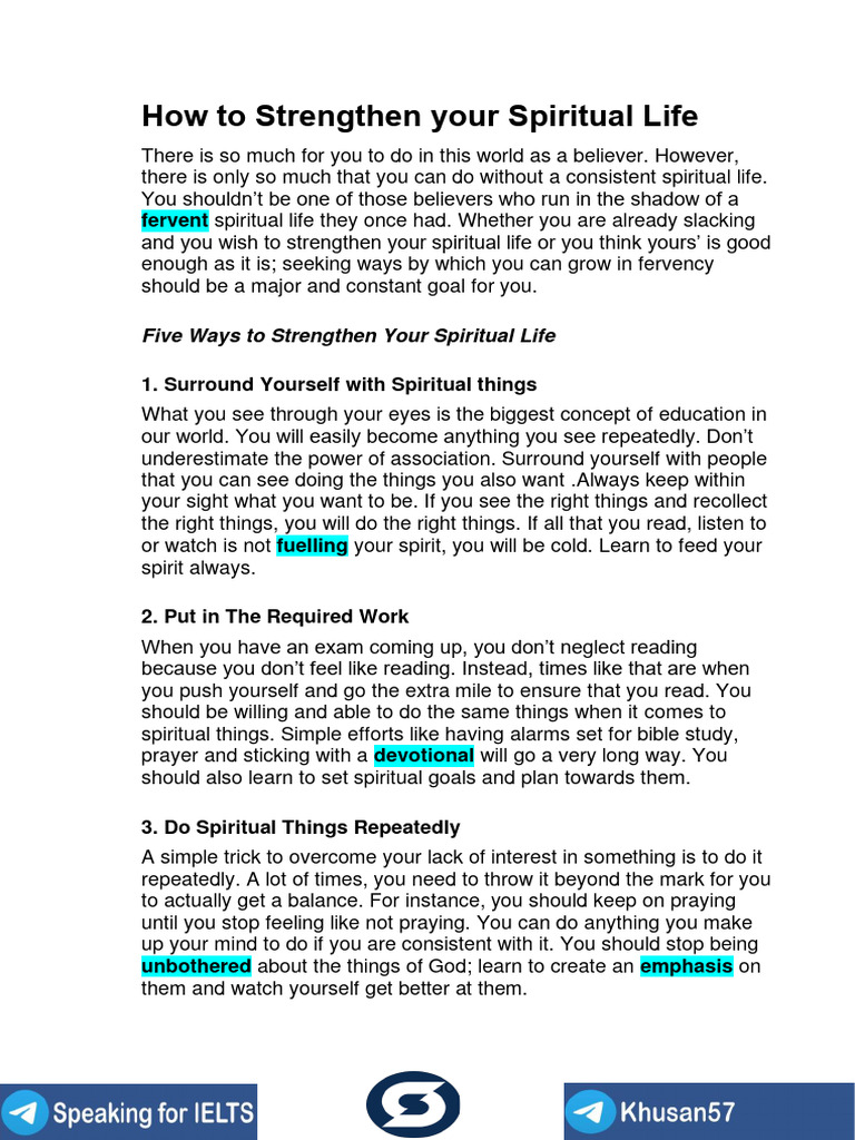 How To Strengthen Your Spiritual Life Pdf Prayer