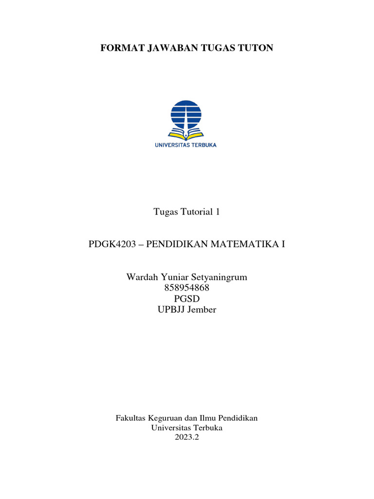 TT I - PDGK4203 - Wardah Yuniar Setyaningrum - 858954868 | PDF