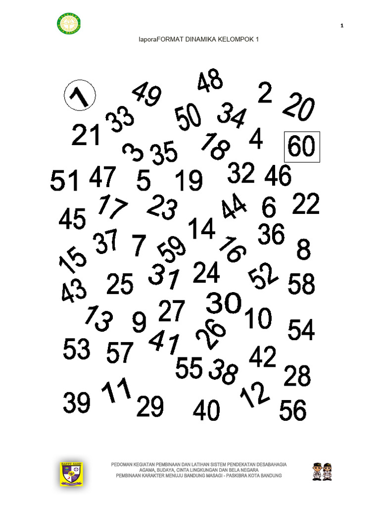 7 Format Materi Team Building Angka 1 60 Kartu AB 1-7 & 0-9 | PDF