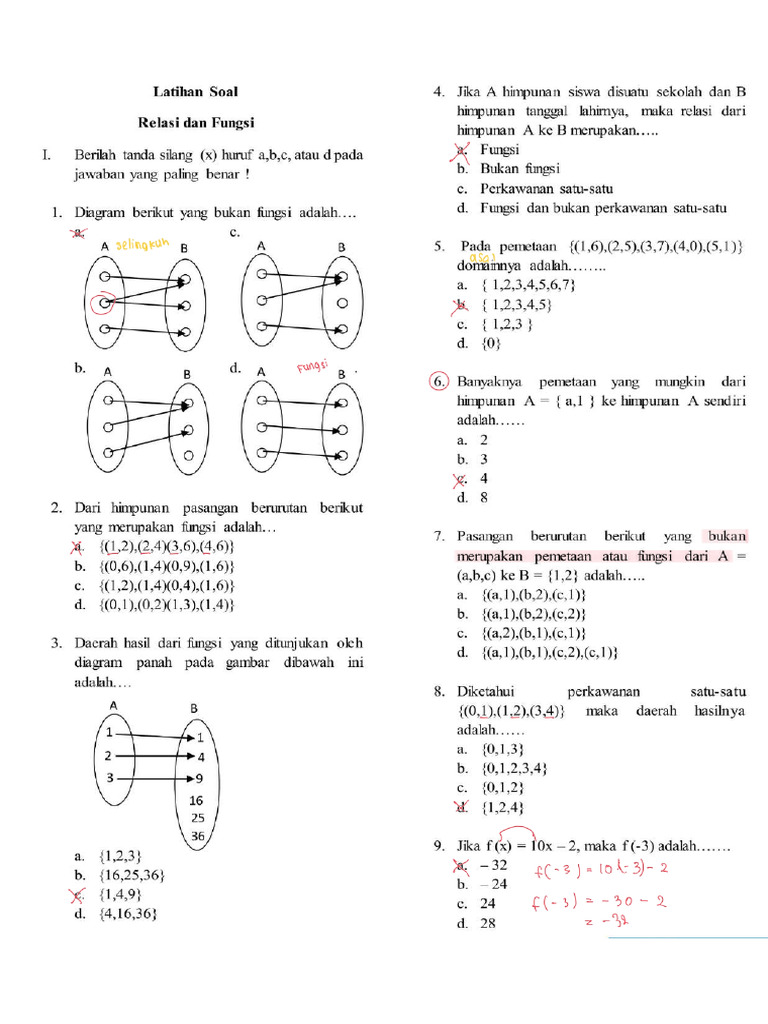 Soal Relasi Dan Fungsi | PDF