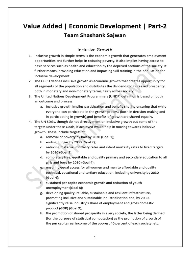 Value Added - Economic Development - Part-2: Team Shashank Sajwan | Download Free PDF | Welfare ...