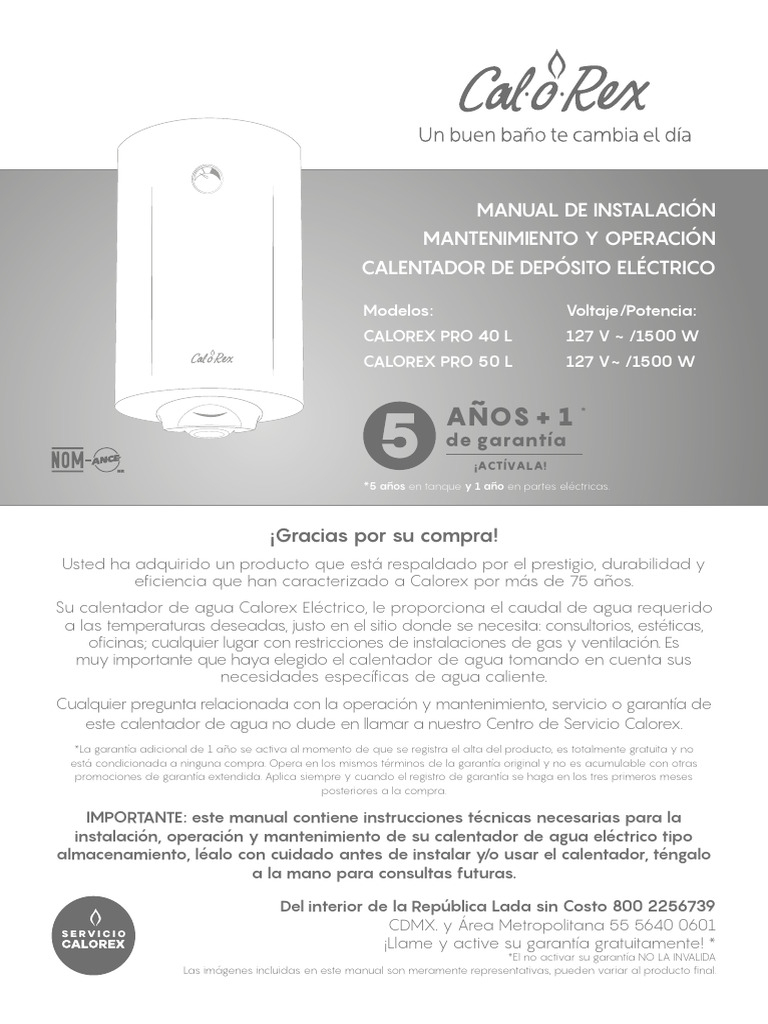 Manual de Instalación Calentador Eléctrico | PDF | Agua | Tanques