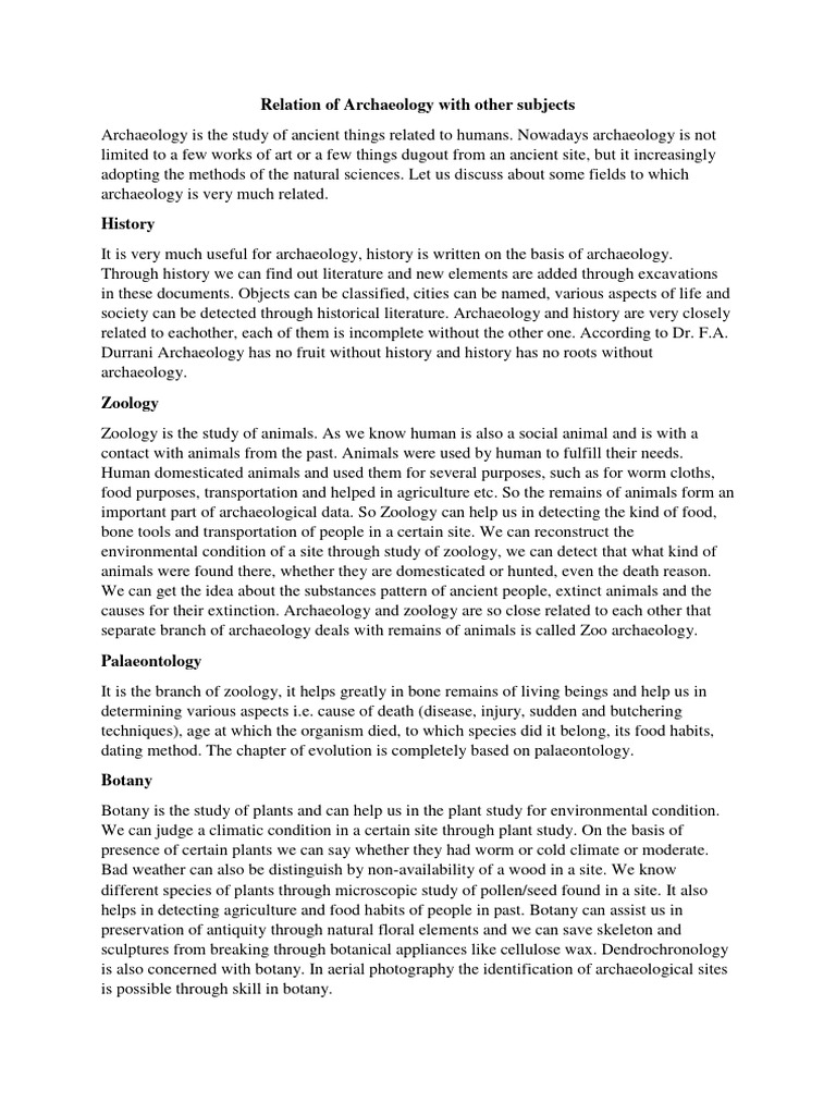 Relation of Archaeology With Other Subjects | PDF | Archaeology | Botany