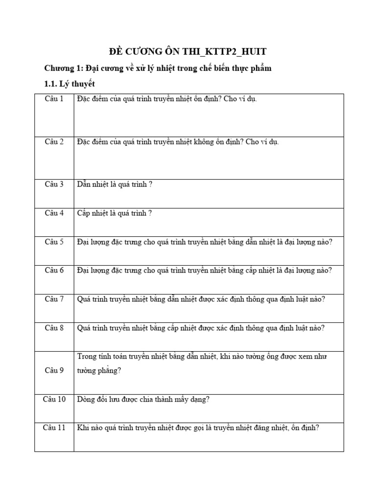 ĐỀ CƯƠNG ÔN THI KTTP LT | PDF