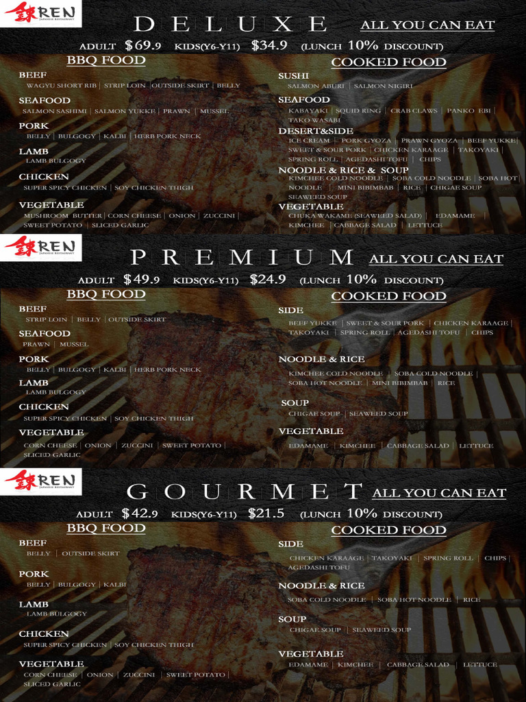 Ren Yakiniku Menu | PDF