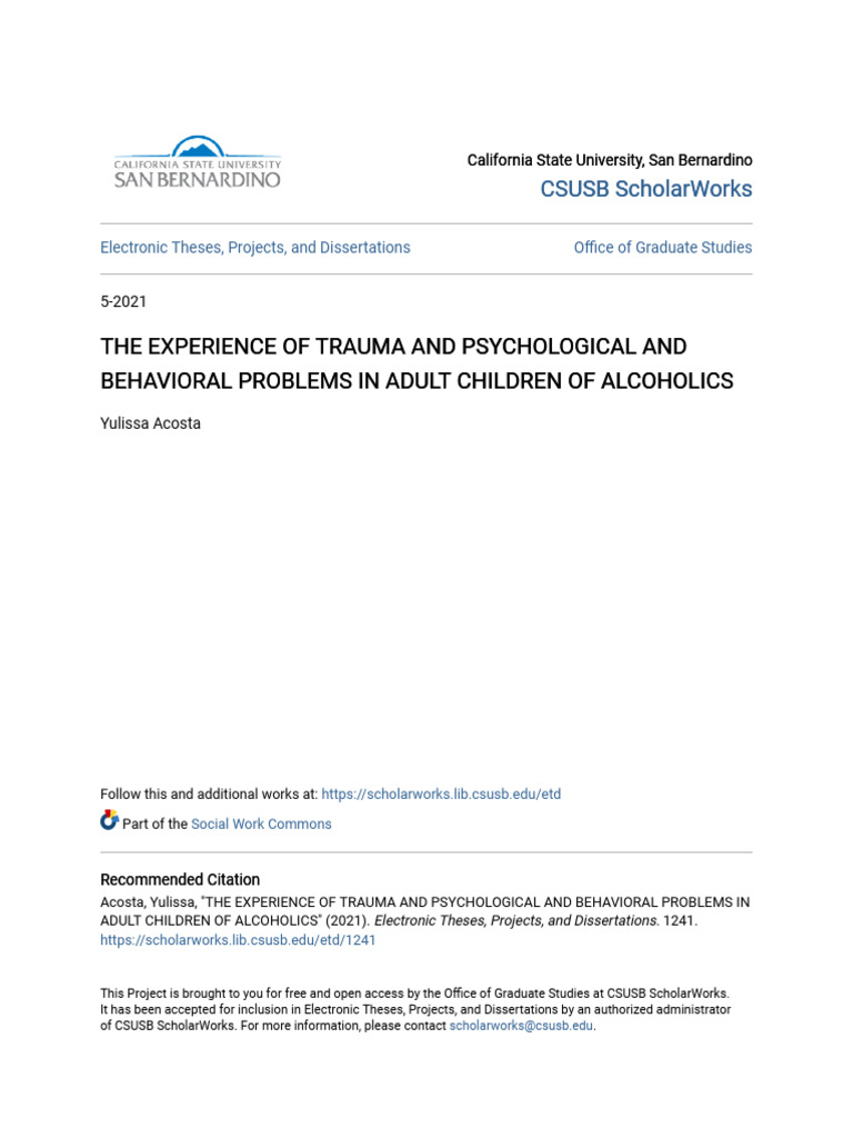 The Experience of Trauma and Psychological and Behavioral Problem | PDF | Psychological Trauma ...