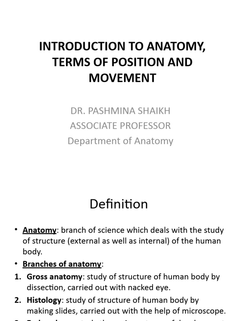 Introduction to anatomy | PDF | Anatomical Terms Of Motion | Anatomical ...