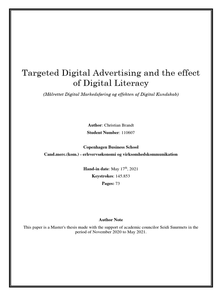 Understanding Digital Literacy in Ads | PDF | Advertising | Online ...