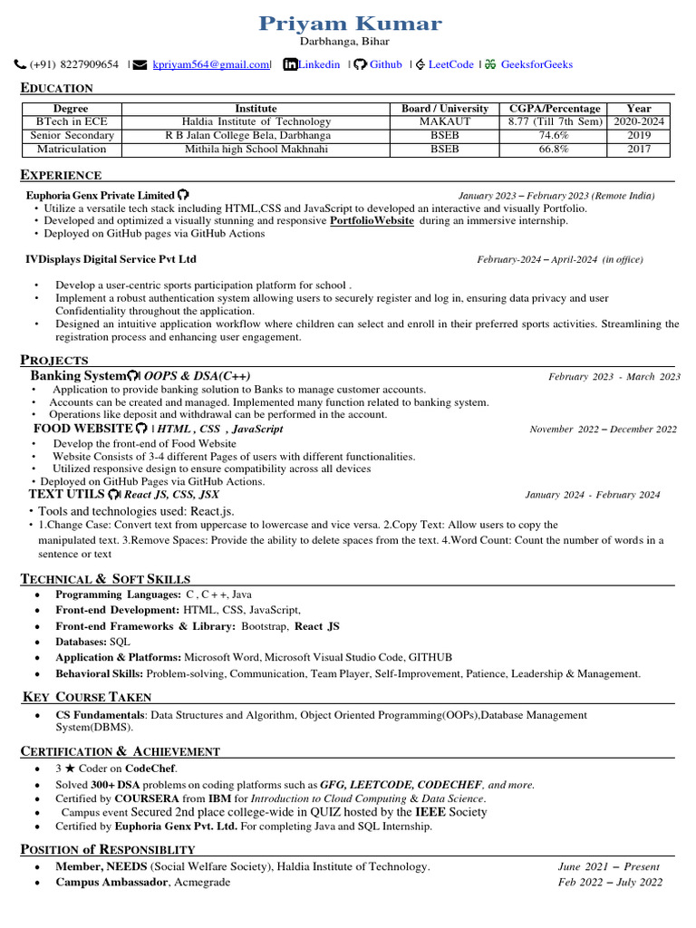 RESUME_PRIYAM__ | PDF | Databases | Computer Programming RESUME_PRIYAM__ | PDF | Databases | Computer Programming