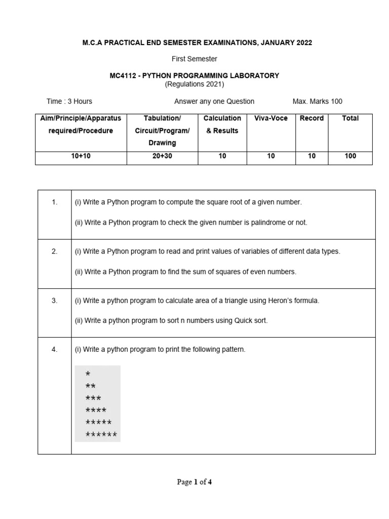 MC4112 Set4 | PDF | Python (Programming Language) | Computer Programming