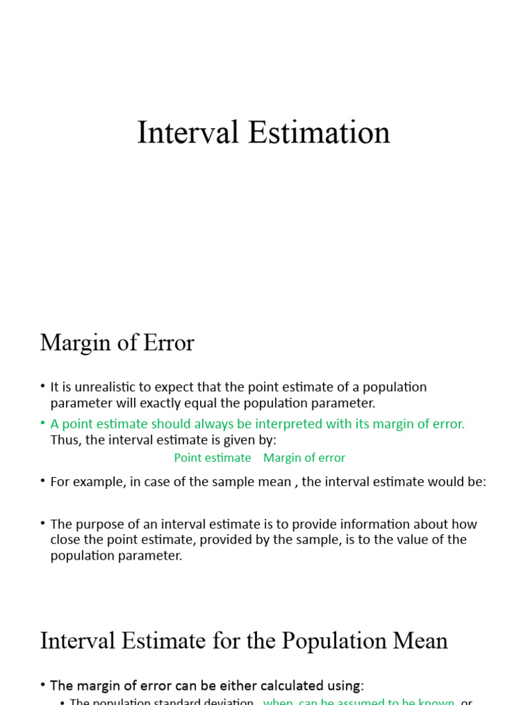 Interval Estimation Annotated | PDF | Estimator | Errors And Residuals