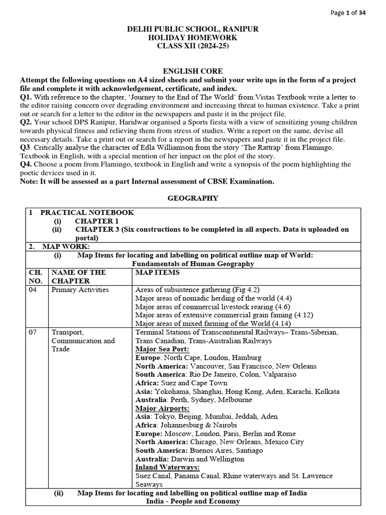 HOLIDAY HOMEWORK-XII-2024 | PDF | Product (Business) | Parameter (Computer Programming)