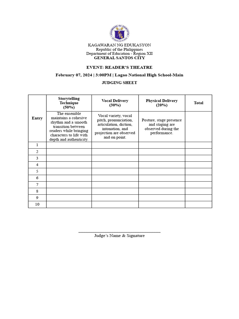 Judging Sheet | PDF | Music Theory | Musicology