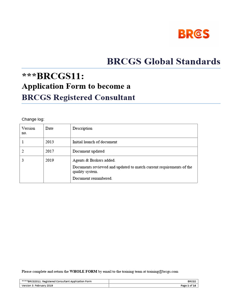 brcgs-consultant-form-1-2 | PDF | Hazard Analysis And Critical Control Points | Food Safety