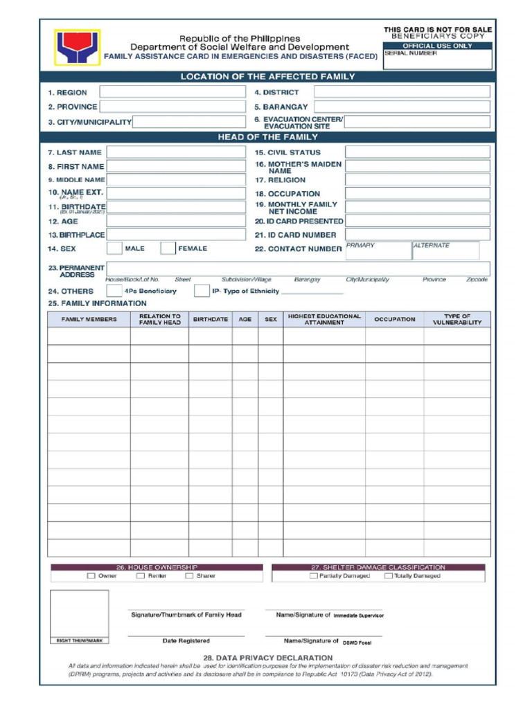 FACED Form. | PDF