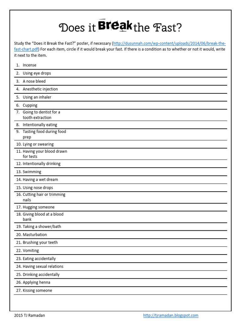 Break The Fast Worksheet Older | PDF